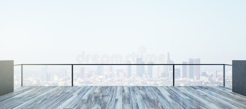 An Empty Balcony Showcasing a Panoramic Urban Skyline, Projecting ...