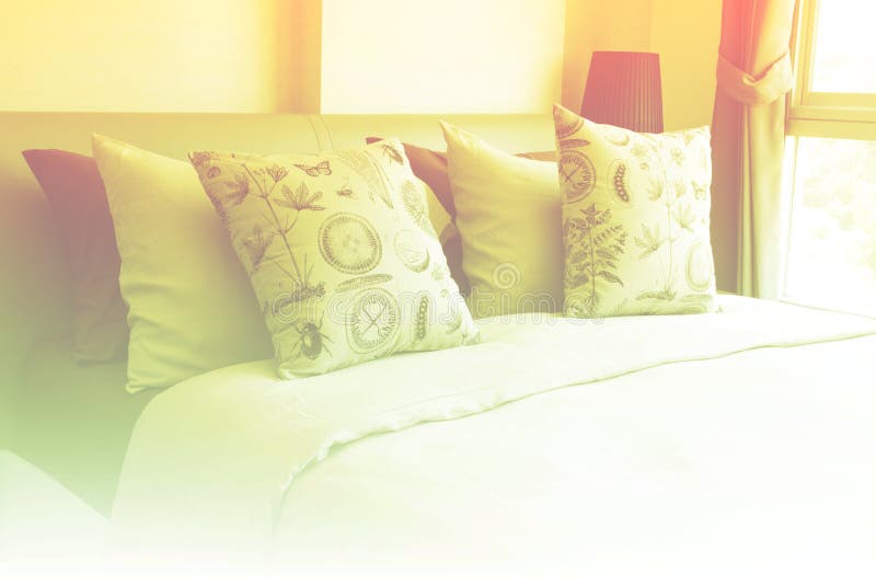 Empty Modern Bed in Bedroom Stock Photo - Image of stylish, cover: 79959910