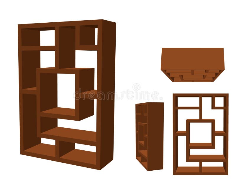Empty Modern Bookcase. Isolated on White Background Stock Vector ...