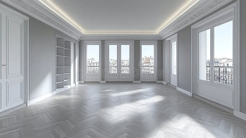 Empty Modern Classic Apartment Interior, Bright and Spacious Stock ...