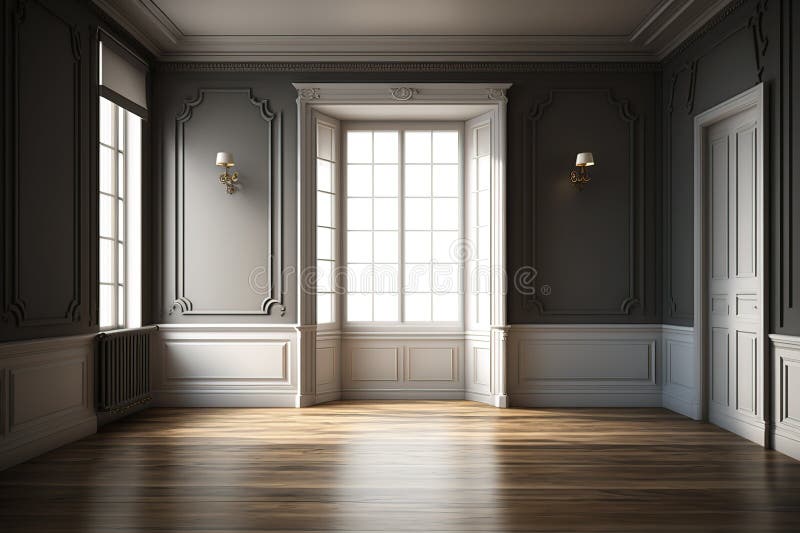 Empty Modern Classic Interior Room and Wooden Floor. Generative Ai ...