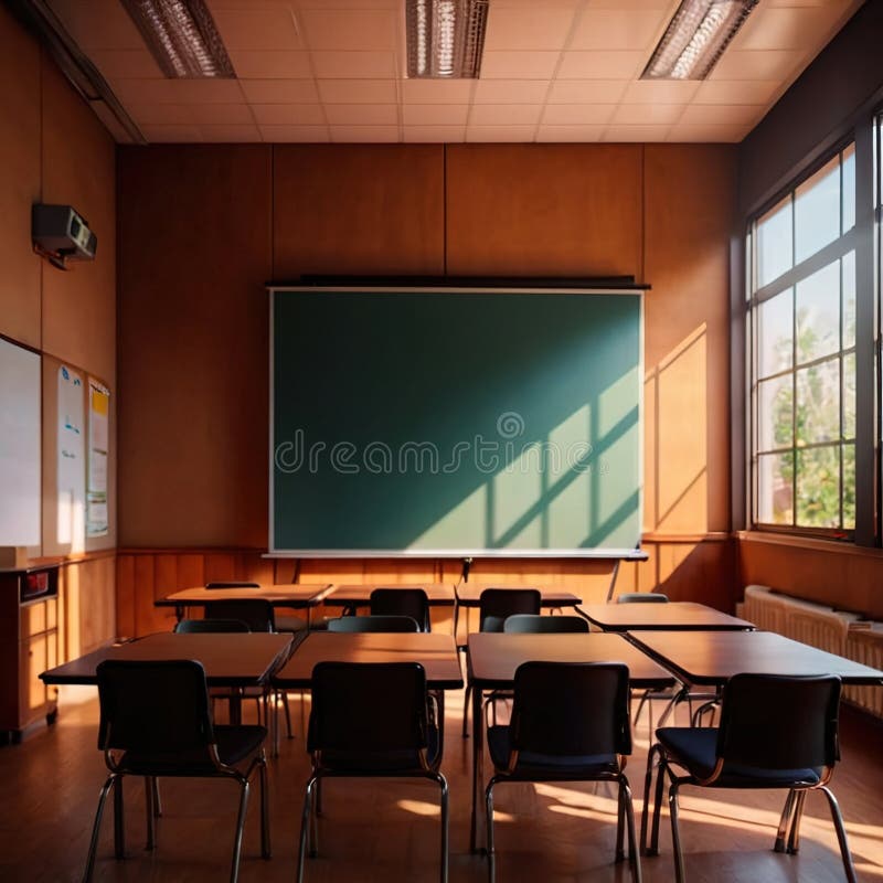 Empty Modern Classroom with Blank Whiteboard, Bright Sunny Education ...