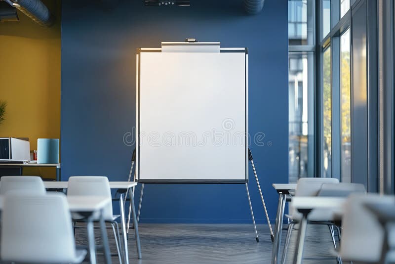 Empty Modern Classroom with Flip Chart and Minimalist Design, Ready for ...