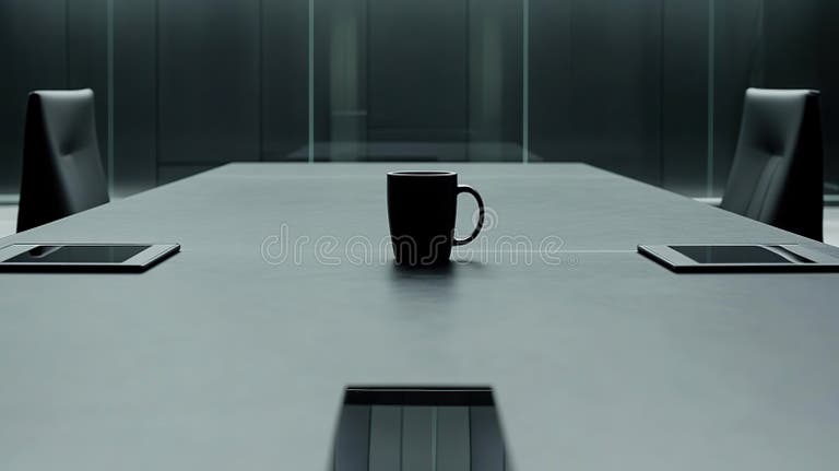 Empty Modern Conference Room; Coffee Mug, Tablets Stock Image - Image ...