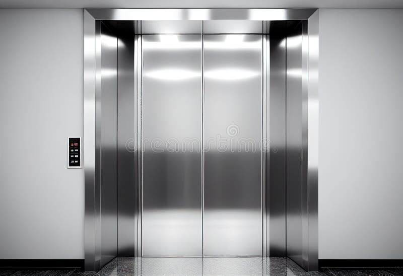 An Empty Modern Elevator or Lift with Metal Doors Illustration. Ai ...
