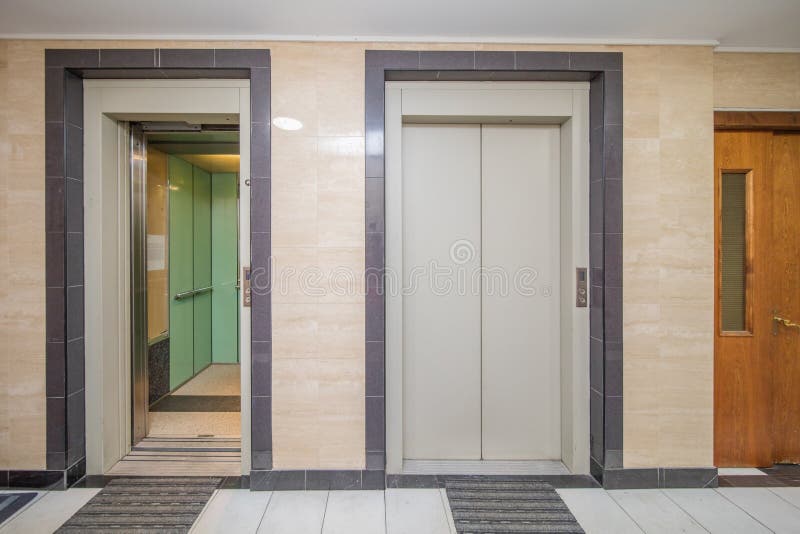 Modern elevator doors stock image. Image of lobby, interior - 112473667