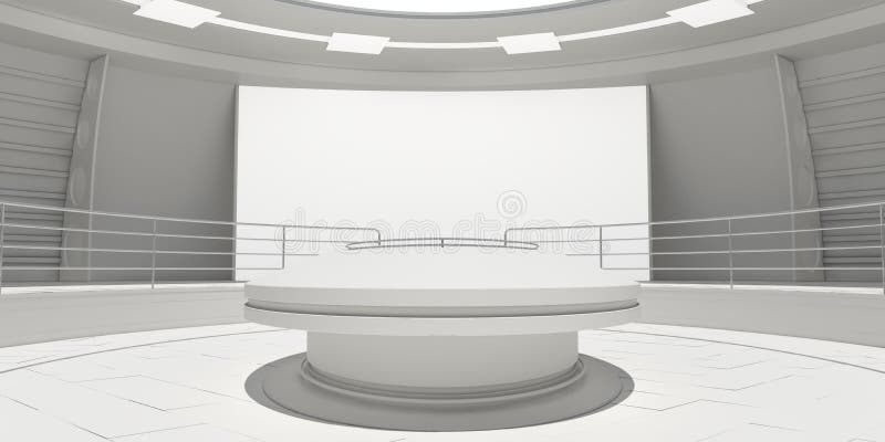 Empty Modern Futuristic Room with White Panel Stock Illustration ...
