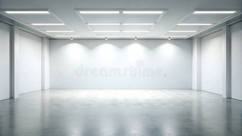 Empty Modern Gallery Space with Polished Concrete Floor and Recessed Lighting. Generative AI ...