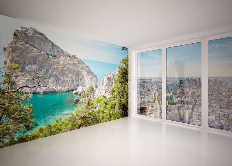 Empty Modern Interior Living Room, Lounge Stock Image - Image of ...