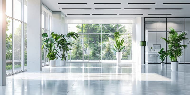 Empty Modern Interior in Minimalist Style with Transparent Glass and ...