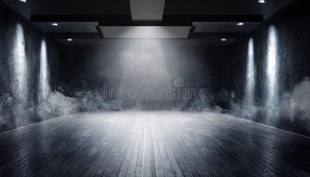 Empty Modern Interior with Smoke and Light Effects. 3D Rendering Stock ...