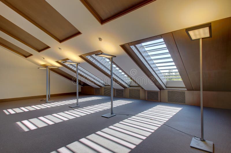 Empty modern loft space stock image. Image of carpet - 264023045