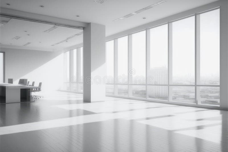 Empty Modern Office Background . Workspace Interior Design White Color ...