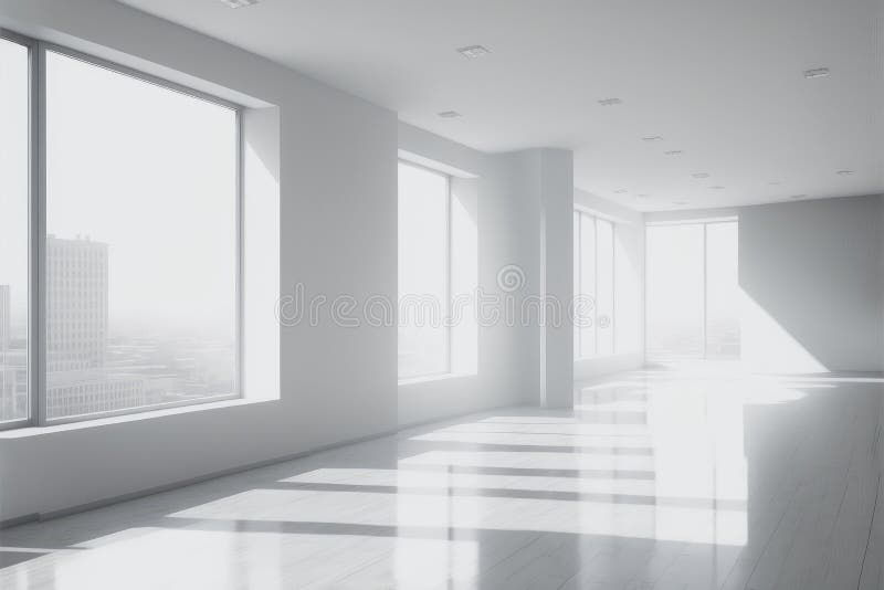 Empty Modern Office Background . Workspace Interior Design White Color ...