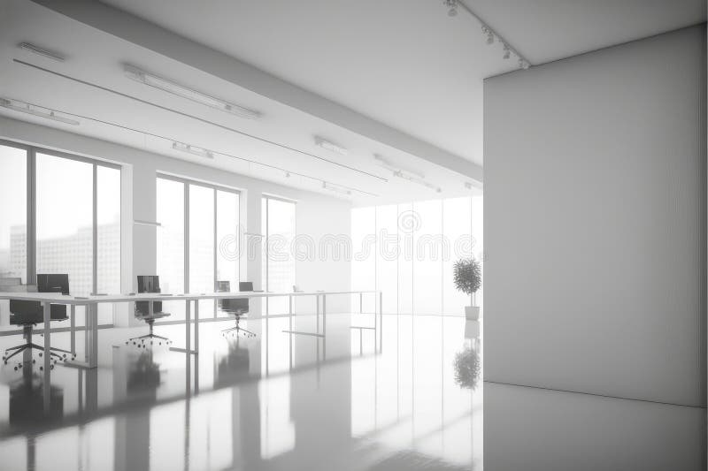 Empty Modern Office Background . Workspace Interior Design White Color ...