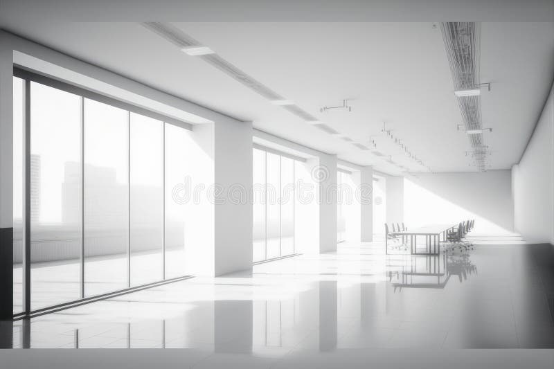 Empty Modern Office Background . Workspace Interior Design White Color ...
