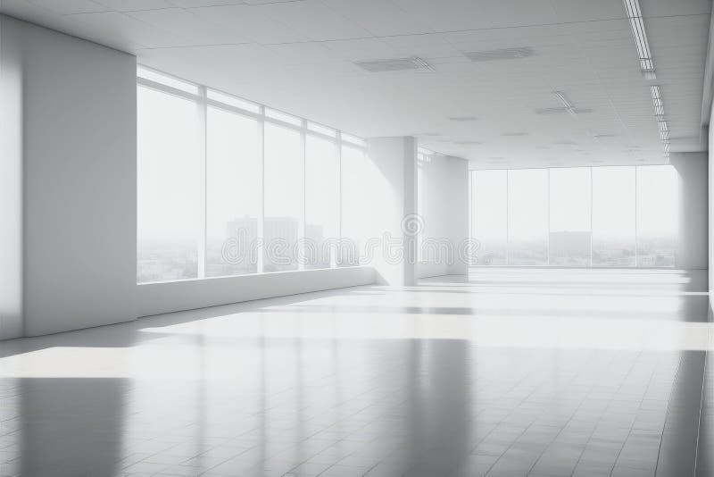 Empty Modern Office Background . Workspace Interior Design White Color ...