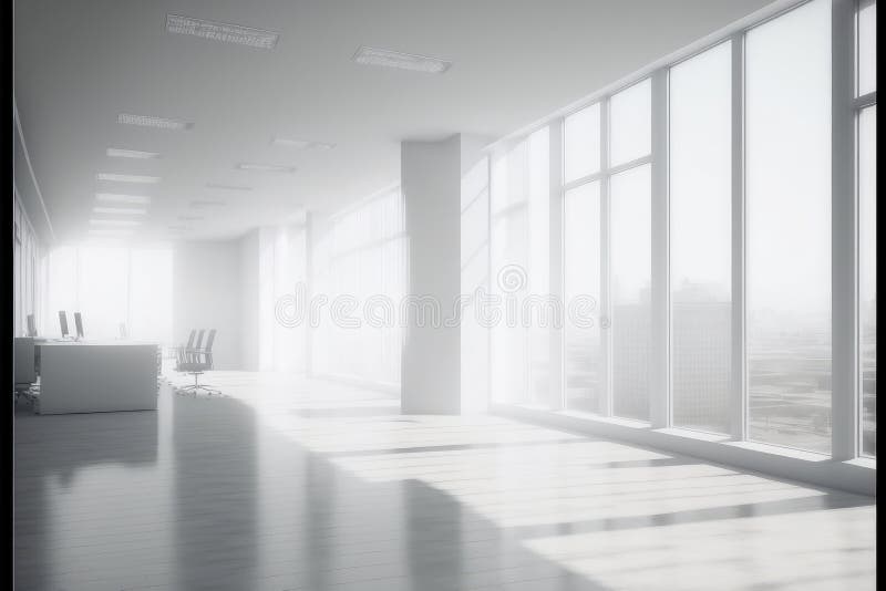 Empty Modern Office Background . Workspace Interior Design White Color ...