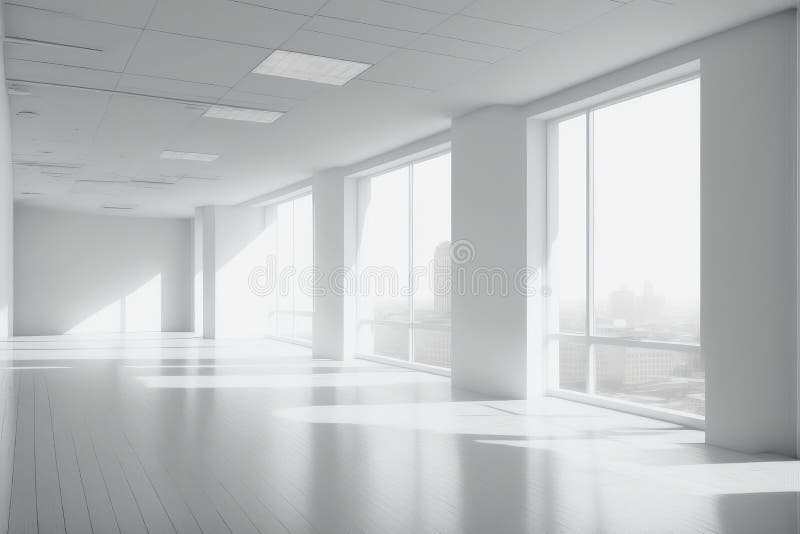 Empty Modern Office Background . Workspace Interior Design White Color ...