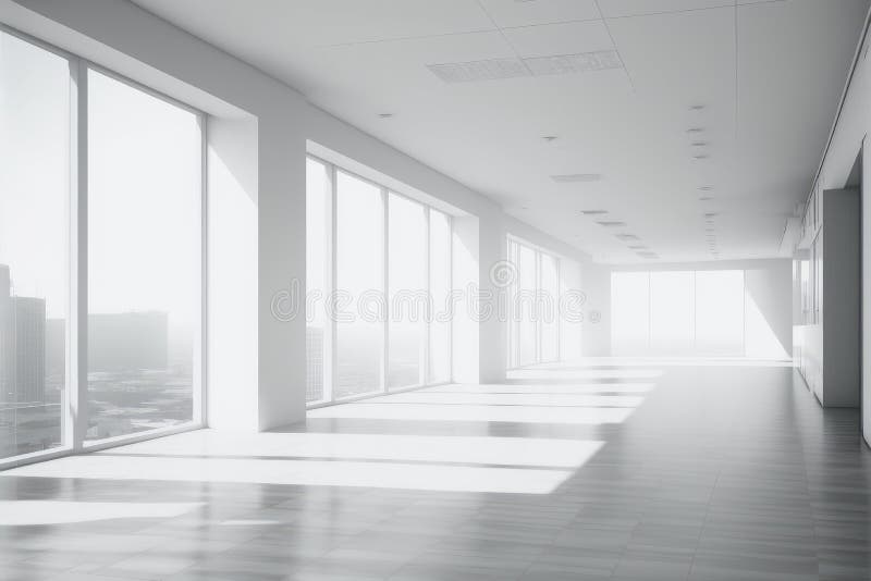 Empty Modern Office Background . Workspace Interior Design White Color ...