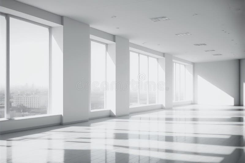 Empty Modern Office Background in City Center . Workspace Interior ...