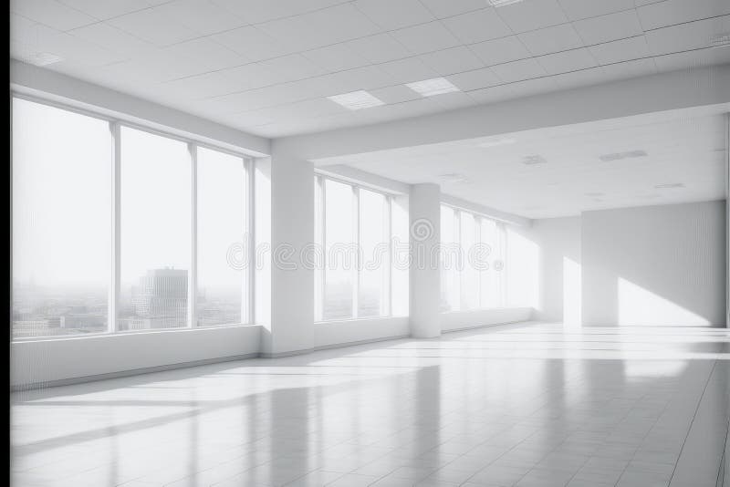 Empty Modern Office Background . Workspace Interior Design White Color ...