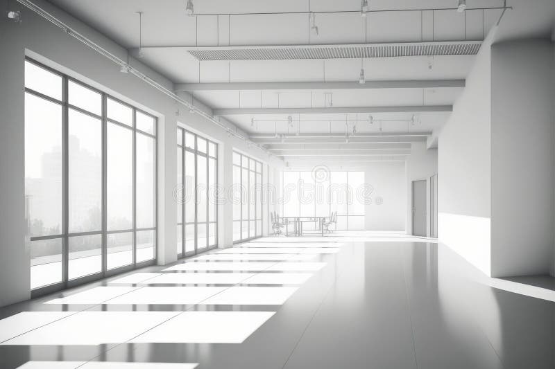 Empty Modern Office Background . Workspace Interior Design White Color ...