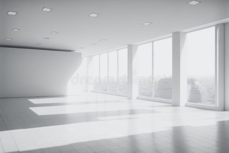 Empty Modern Office Background . Workspace Interior Design White Color ...