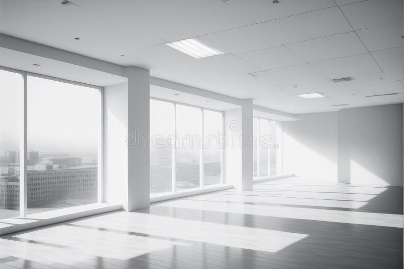 Empty Modern Office Background . Workspace Interior Design White Color ...