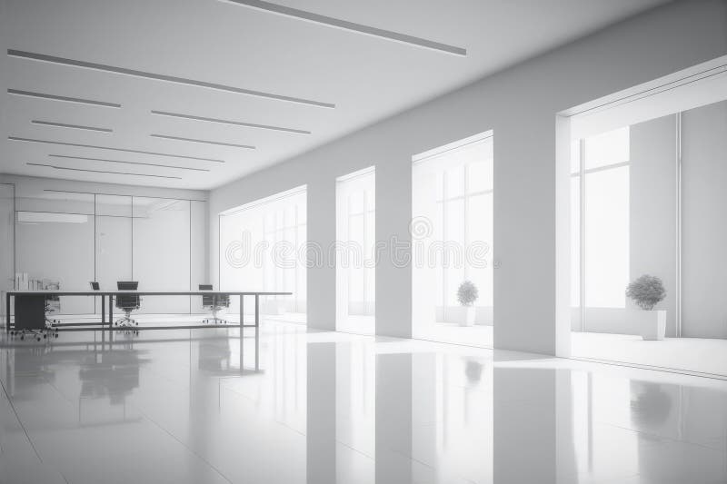 Empty Modern Office Background in City Center . Workspace Interior ...