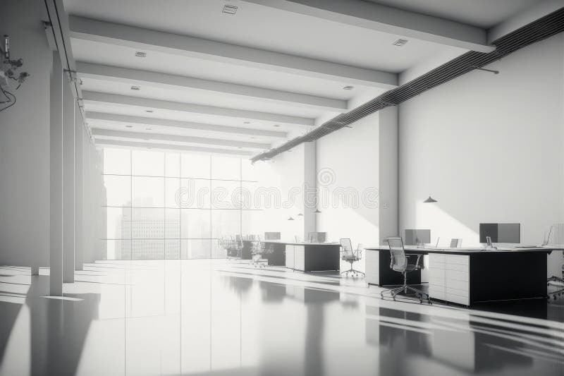 Empty Modern Office Background in City Center . Workspace Interior ...