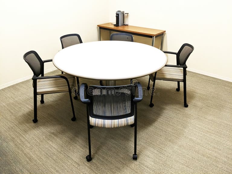 Empty Modern Office Break Room with Table and Chairs Stock Image ...