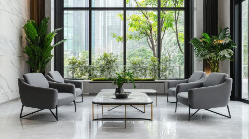 An Empty, Modern Office Building Boasts an Interior with a Cool ...