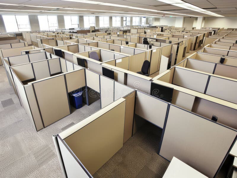 Empty Modern Office Cubicles with Computers and Chairs Stock ...