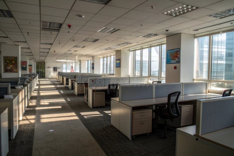 Empty Modern Office Interior with Spacious Layout Stock Illustration ...