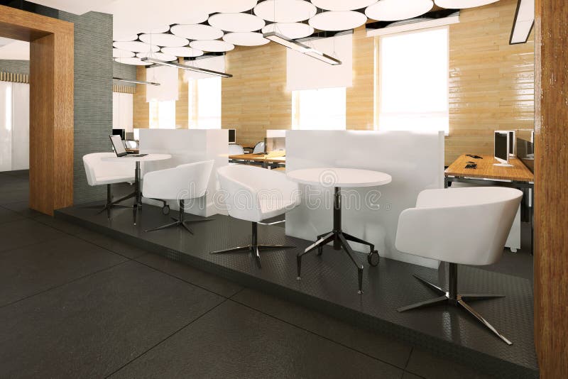 Empty Modern Office Interior Work Place Stock Illustration ...