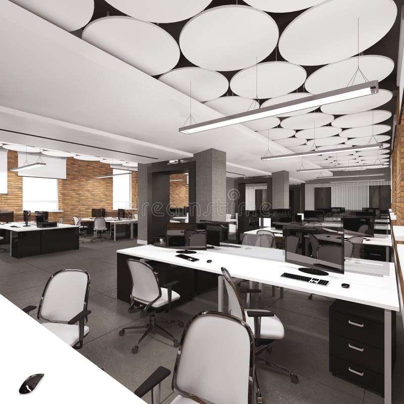 Empty Modern Office Interior Work Place Stock Image - Image of cupboard ...