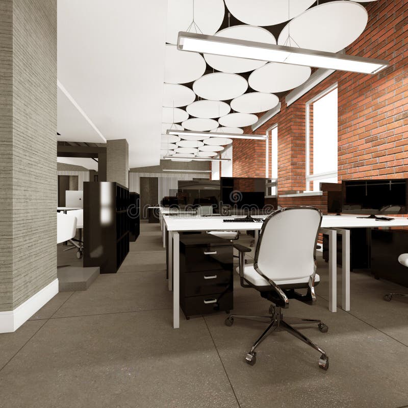 Empty Modern Office Interior Work Place Stock Image - Image of ...