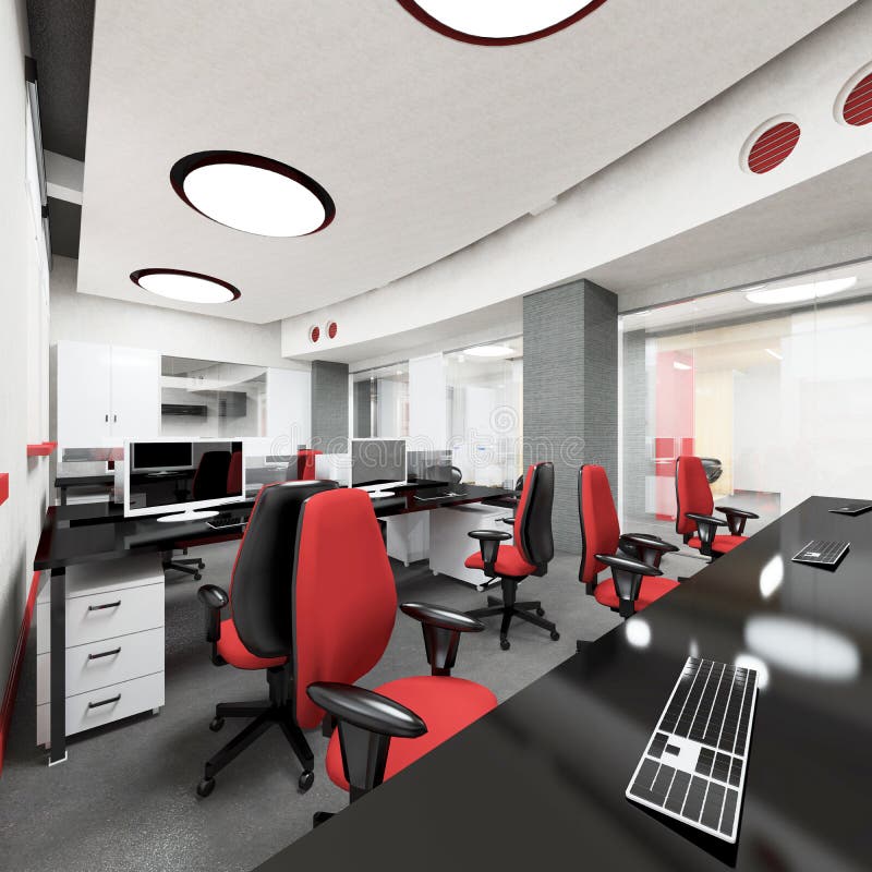 Empty Modern Office Interior Work Place Stock Illustration ...