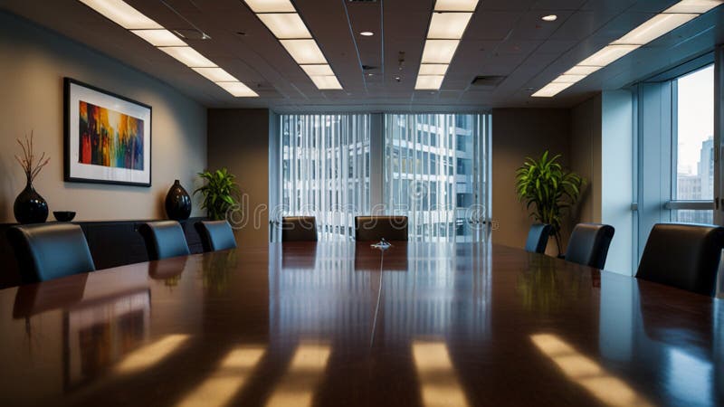 Empty Modern Office Meeting Room with Table and Chairs Stock Photo ...