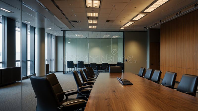 Empty Modern Office Meeting Room with Table and Chairs Stock Photo ...