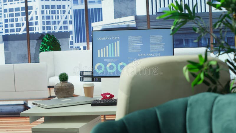 Empty Modern Office Setup Advanced Technology Enhances Productivity ...