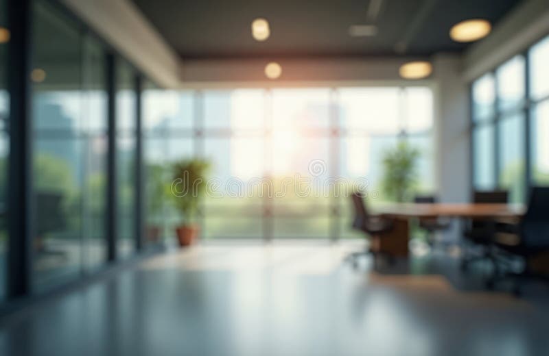 Empty Modern Office Space with Large Windows. Natural Light Streams ...