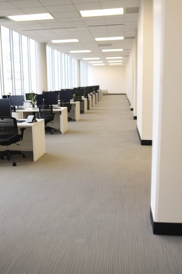 Empty Modern Open Plan Office Interior. Bright Sunlight Workspace ...