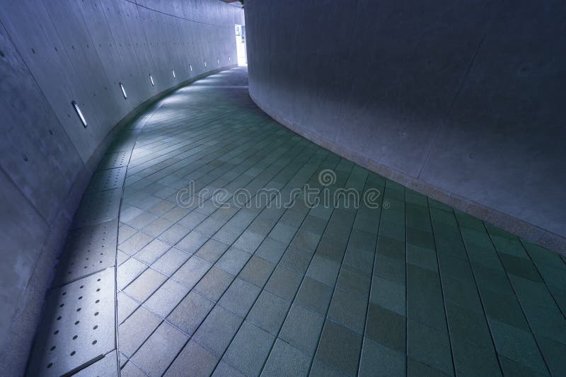 Modern Pedestrian Walkway in the Dark Stock Photo - Image of entrance ...