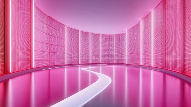 Empty Modern Pink Studio. Virtual Set for TV News Live Events. 3D ...