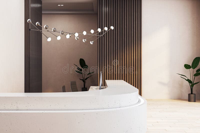 An Empty Modern Reception Desk in a Business Office Interior, with ...