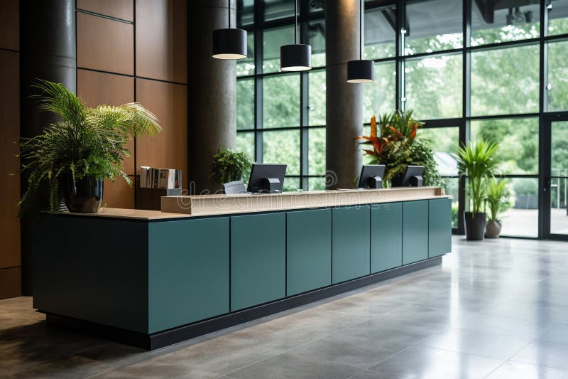 Modern Reception Desk in a Medical Center. Generated by Artificial ...