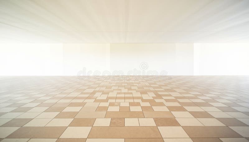 Empty Modern Room Beige Tiles White Walls Minimalist Interior Design ...