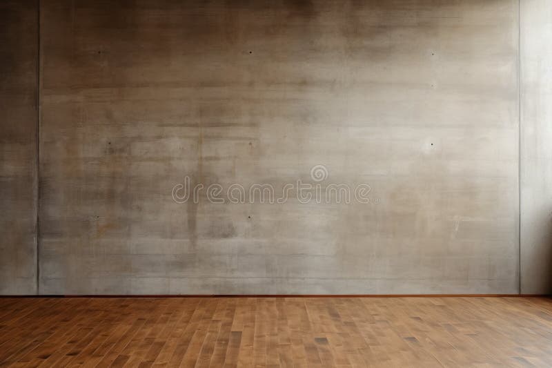 Empty Modern Room, Concrete Wall with Wooden Paneling, Documentary ...